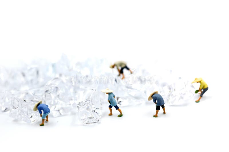Miniature People : Farmers Working on the Ice. Stock Image - Image of ...