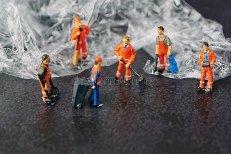 Miniature People of Garbage Collection Removing Plastic Waste ...