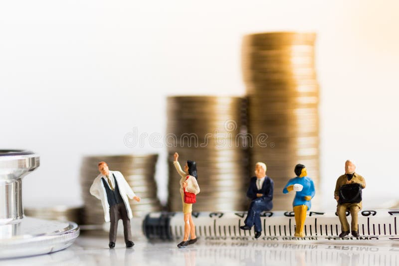 Miniature People: Group People Queue Up To Wait for the Doctor. Image ...