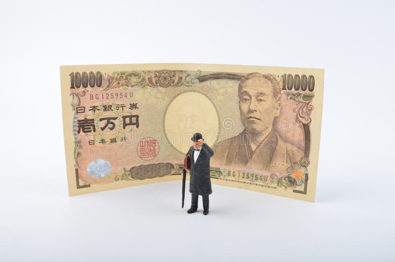 Miniature People on Japan Bank Notes Stock Image - Image of share, real ...