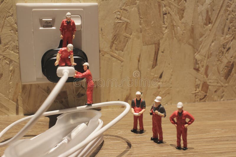 Miniature People Network Engineers at Work Stock Photo - Image of fiber ...