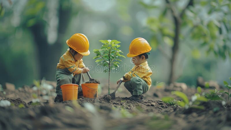 Miniature People are Planting Trees. the Concept of Earth Day. Stock ...