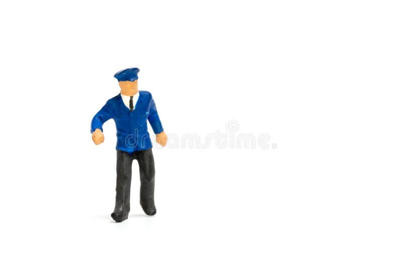 Miniature People : Policeman on White Background Stock Photo - Image of ...