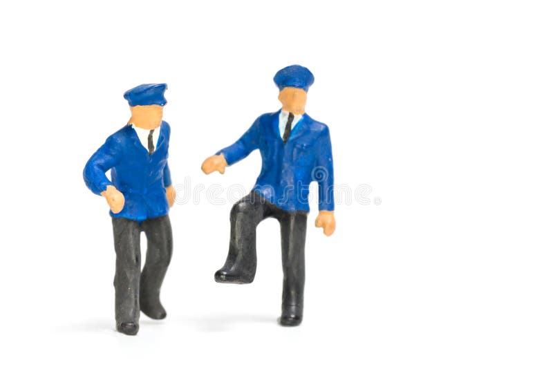 Miniature People : Policeman on White Background Stock Image - Image of ...