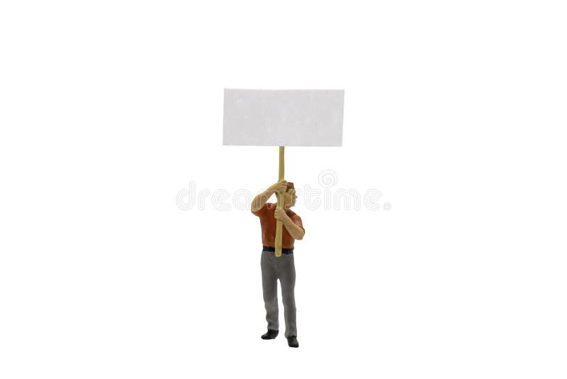 Miniature People , Protester Isolated on White Background Stock Image ...