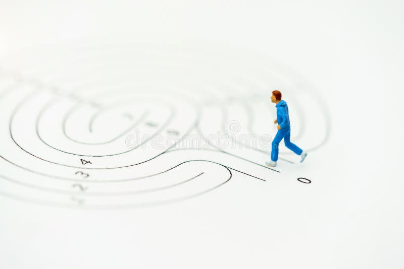 Miniature People Running on Start Point of Maze and Thinking How To ...
