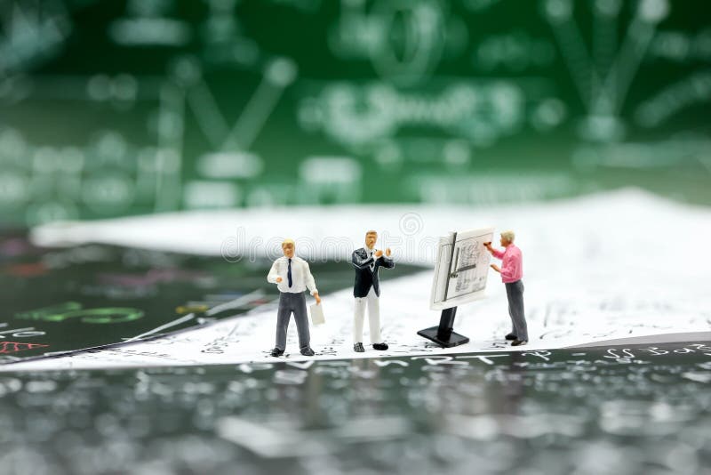 Miniature People : Teacher and Friend with Math Problems on Graph Paper ...