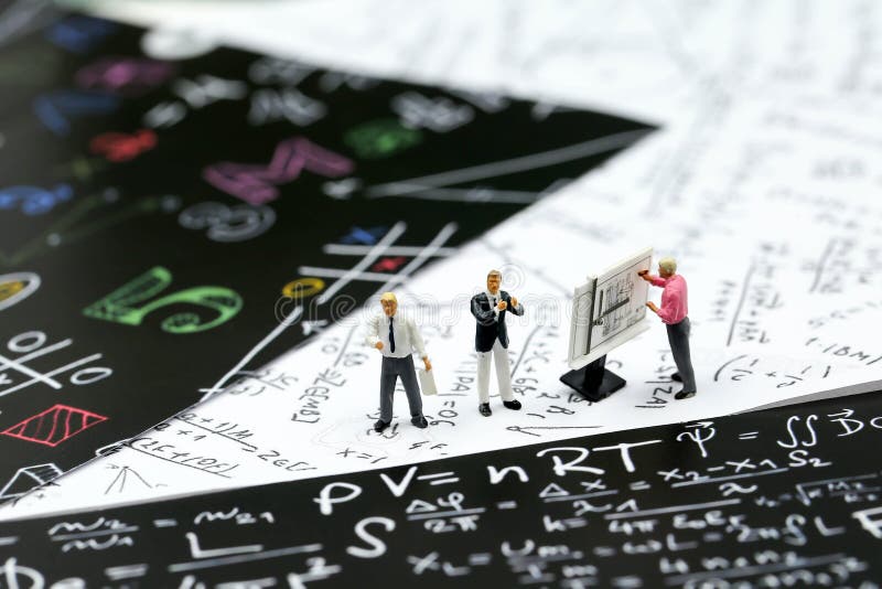 Miniature People : Teacher and Friend with Math Problems on Graph Paper ...