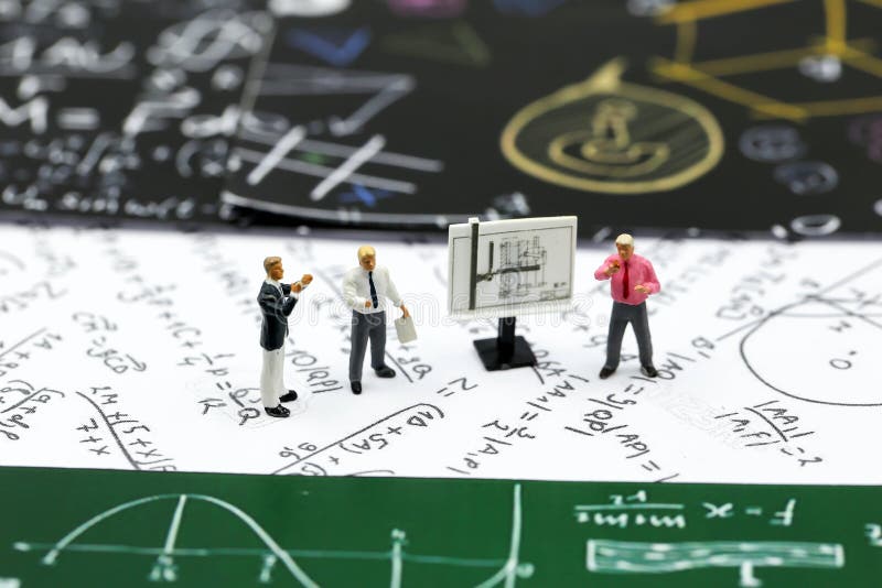 Miniature People : Teacher and Friend with Math Problems on Graph Paper ...