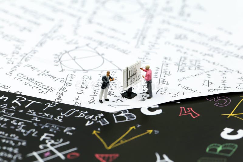 Miniature People : Teacher and Friend with Math Problems on Graph Paper ...