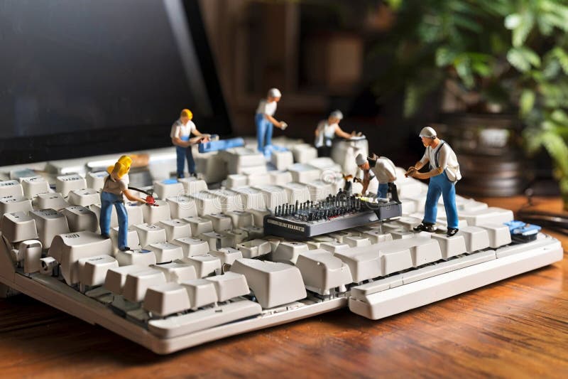 Miniature People on Top of Computer Mouse Stock Illustration ...