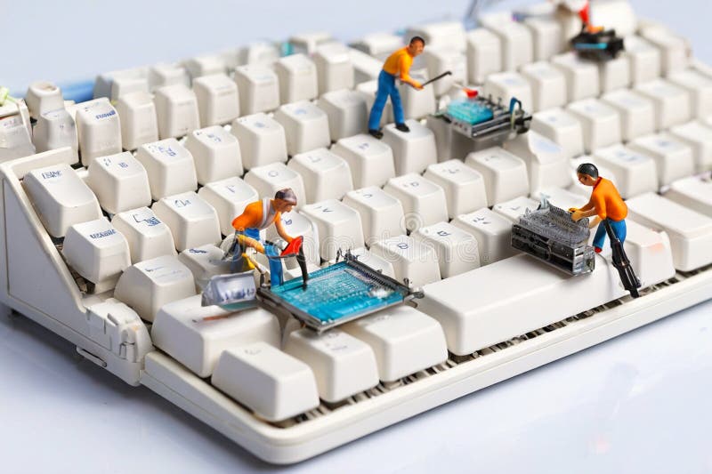 Miniature People on Top of Computer Mouse Stock Illustration ...