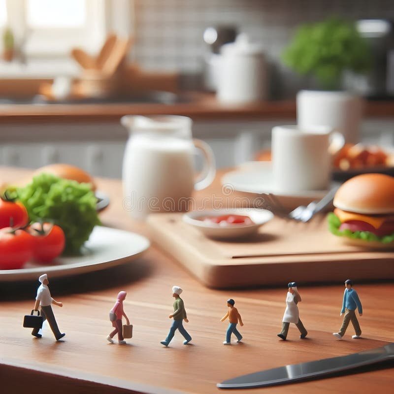 Miniature people walking stock illustration. Illustration of games ...