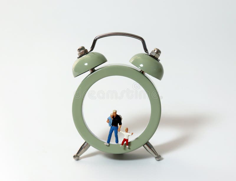 Miniature People Walking Out of the Clock. Stock Image - Image of ...