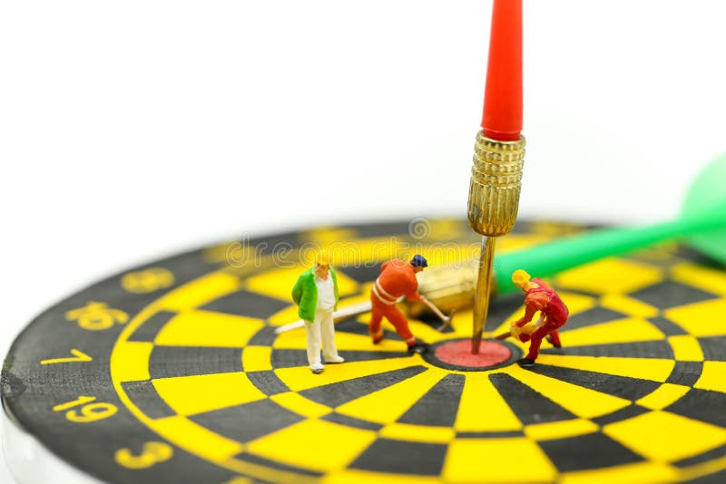 Miniature People : Worker Digging on the Target on Dart Board, C Stock ...