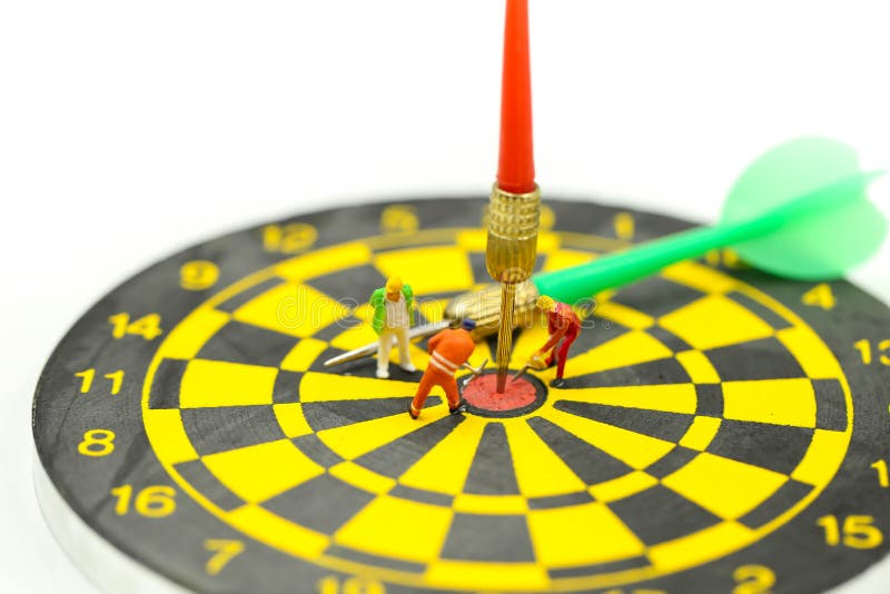 Miniature People : Worker Digging on the Target on Dart Board, C Stock ...