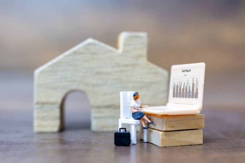 Miniature People Working with Computer Labtop Stock Photo - Image of ...