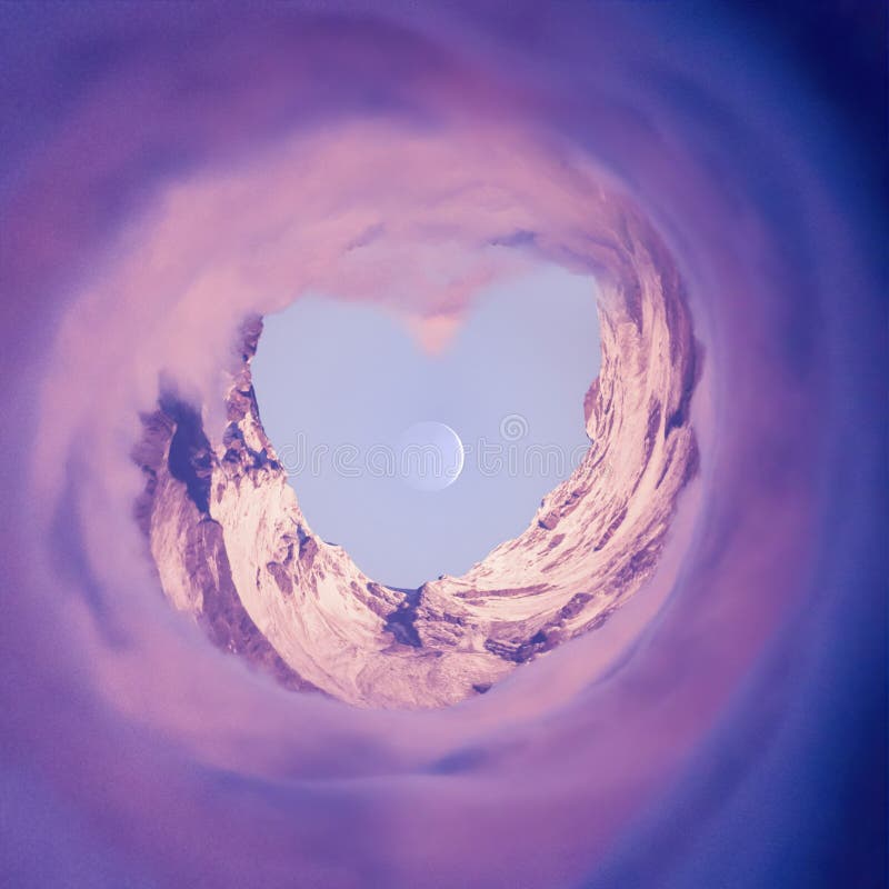 Miniature Planet in the Shape of a Heart Formed by Clouds and the Full ...