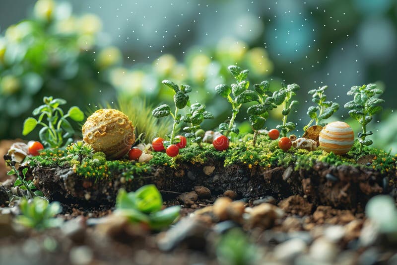 Miniature Planets from the Solar System Adorned with Vibrant Vegetation ...