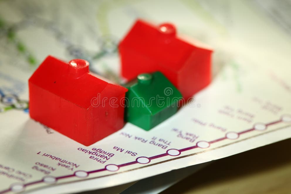 Miniature Plastic House Model and Map. Stock Image - Image of model ...