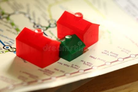 Miniature Plastic House Model and Map. Stock Image - Image of figure ...