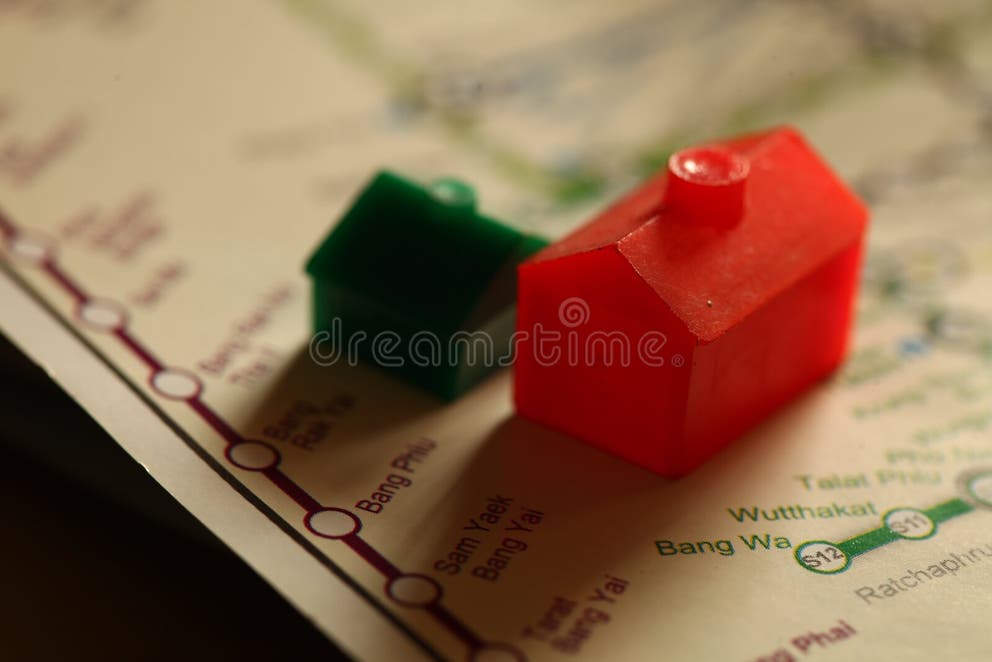 Miniature Plastic House Model and Map. Stock Photo - Image of ...