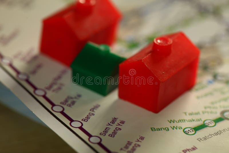 Miniature Plastic House Model and Map. Stock Photo - Image of america ...