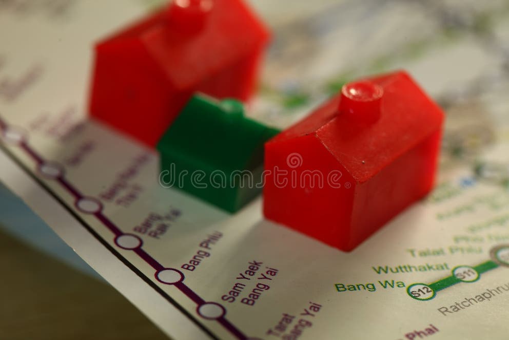 Miniature Plastic House Model and Map. Stock Photo - Image of america ...
