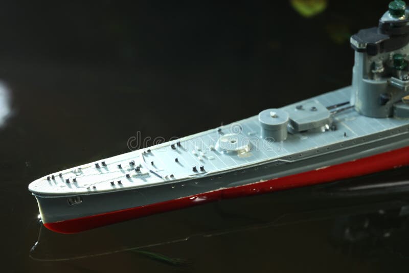 Miniature Plastic Model Ship in the Water Scene. Stock Image - Image of ...