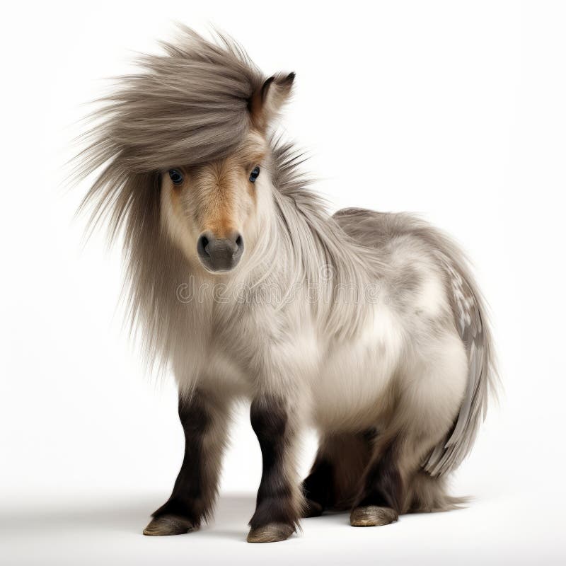 Whimsical Shetland Pony Photo on White Background Stock Illustration ...