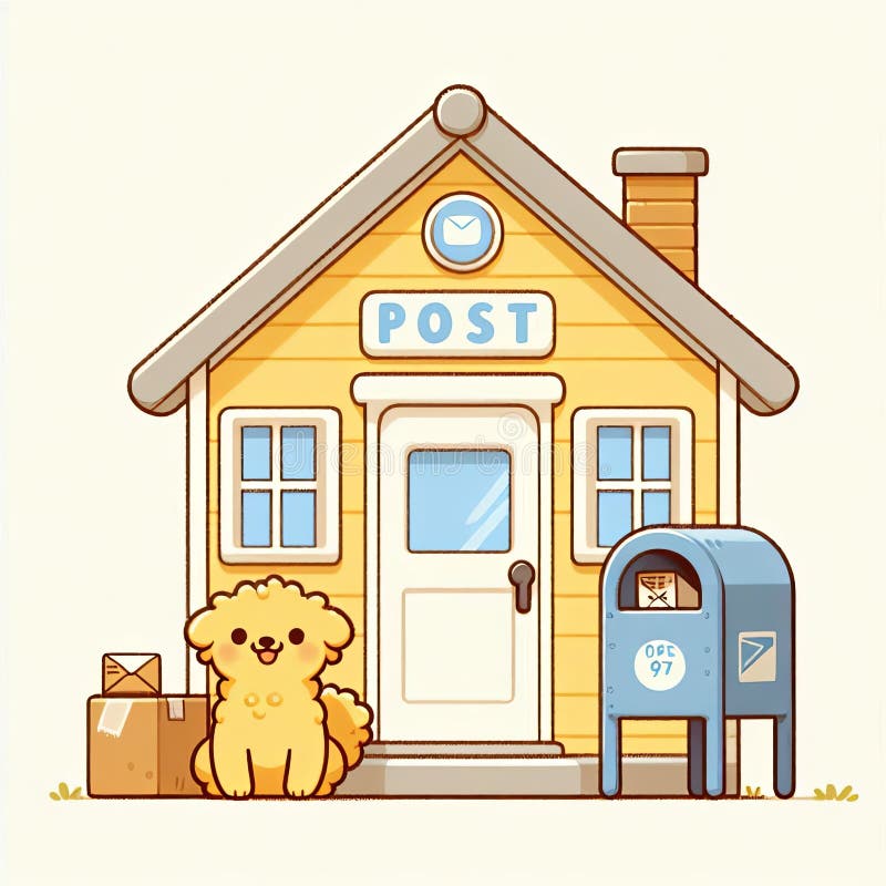 Miniature Post Office with Mailboxes Stock Illustration - Illustration ...