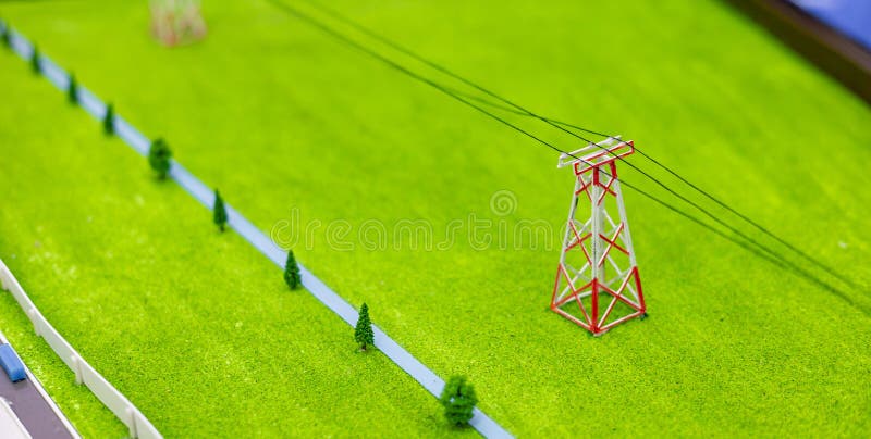 Miniature Power Line, Model. Electrical Network Stock Image - Image of ...