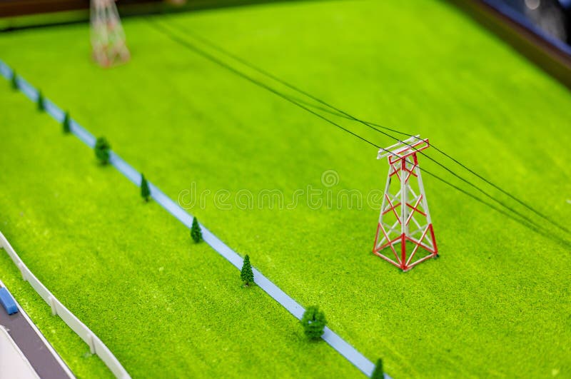 Miniature Power Line, Model. Electrical Network Stock Photo - Image of ...