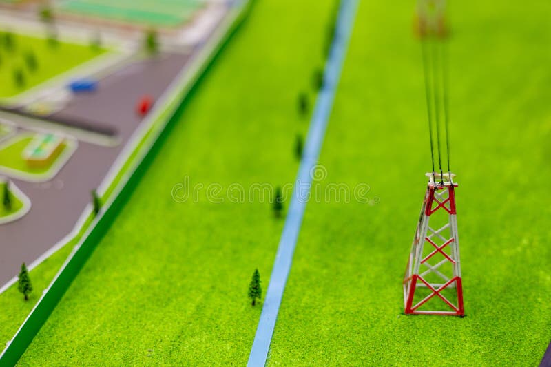 Miniature Power Line, Model. Electrical Network Stock Image - Image of ...
