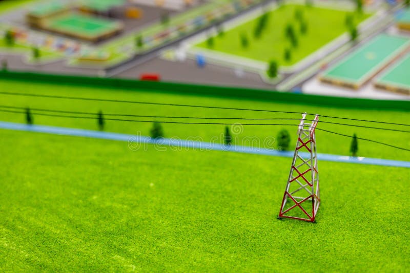 Miniature Power Line, Model. Electrical Network Stock Photo - Image of ...