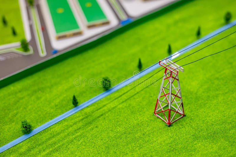 Miniature Power Line, Model. Electrical Network Stock Image - Image of ...