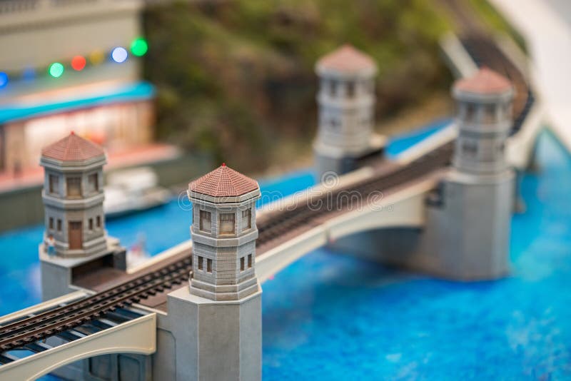 Miniature Railroad Bridge Over Water Editorial Image - Image of village ...