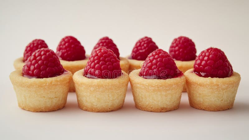 Miniature Raspberry Tarts on Light Background Stock Illustration ...
