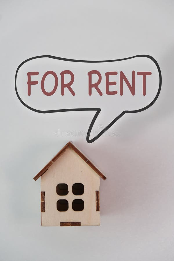 Miniature Real Estate House with for Rent Label Stock Illustration ...