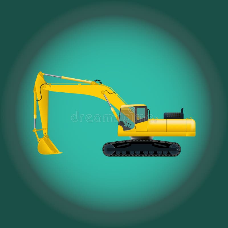Miniature and Realistic Flat Icon of a Crawler Excavator.Vector ...