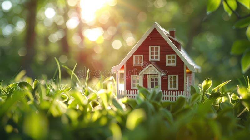 The Miniature Red House.AI Generated Image Stock Image - Image of focus ...