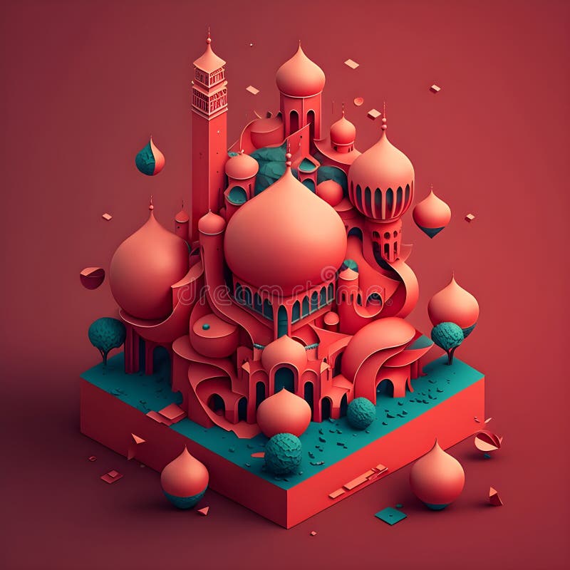 Miniature Red mosque stock image. Image of holding, charitable - 275023213