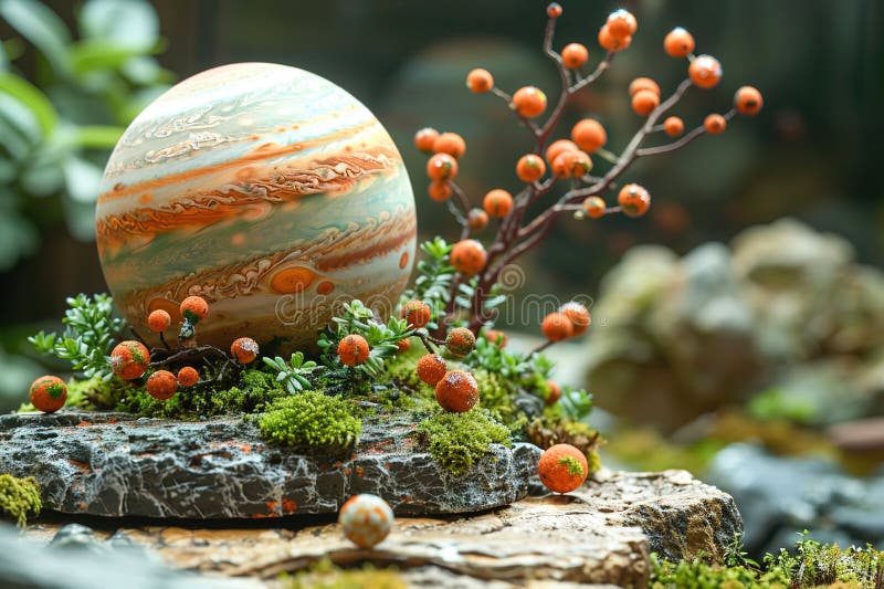 Miniature Planets in Space Adorned with Vibrant Greenery Showcasing the ...