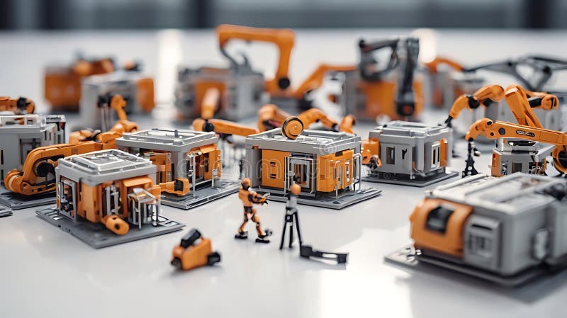 Miniature Robotic Assembly Line Workers Constructing Small Factories ...