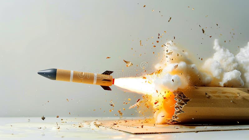 Miniature Rocket Bursting through Cardboard, Captured in Mid-flight ...