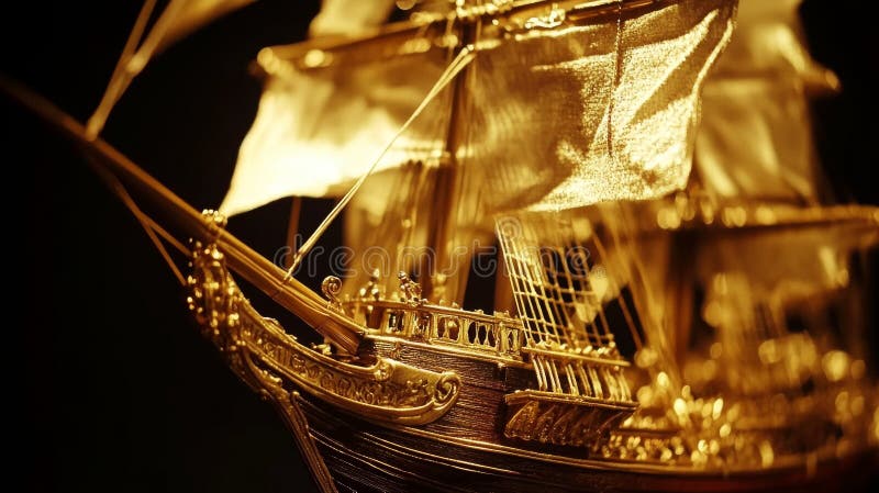 A Miniature Sailing Vessel on Display in a Showcase or Maritime Museum ...