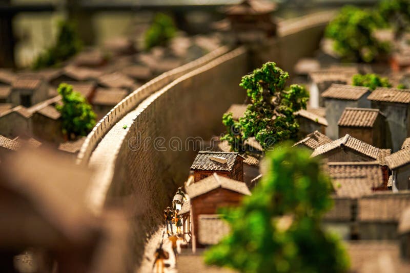 A Miniature Sand Table Model Landscape of an Ancient Chinese City ...