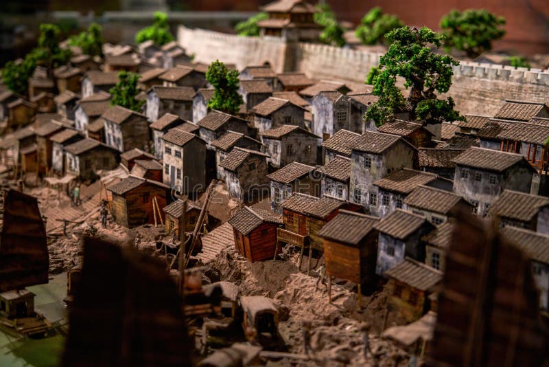 A Miniature Sand Table Model Landscape of an Ancient Chinese City Stock ...