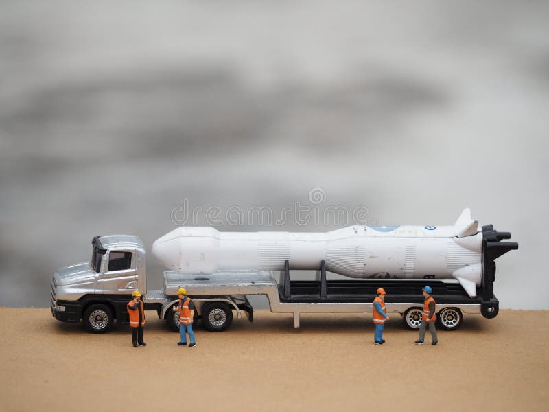 Miniature Scene of Rocket on Truck. Space Shuttle, Satellite and ...
