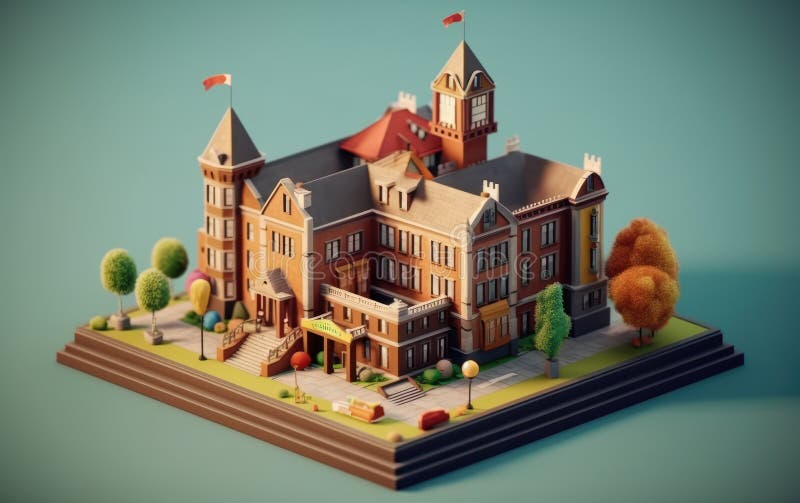 A Miniature School Building. Created by Generative Artificial ...